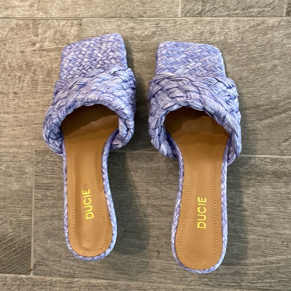 Ducie | Shoes | Ducie Faye Square Raffia Sandal Heel | Poshmark